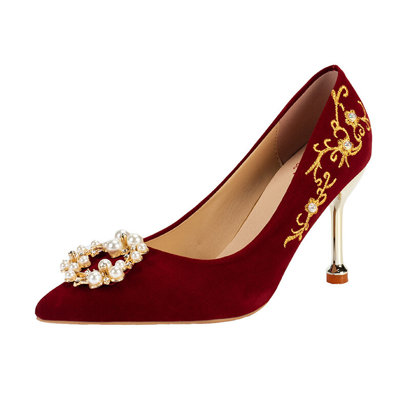 Female Xiuhe Wedding Wedding Shoes Chinese Bridal Red High Heels Pumps ...