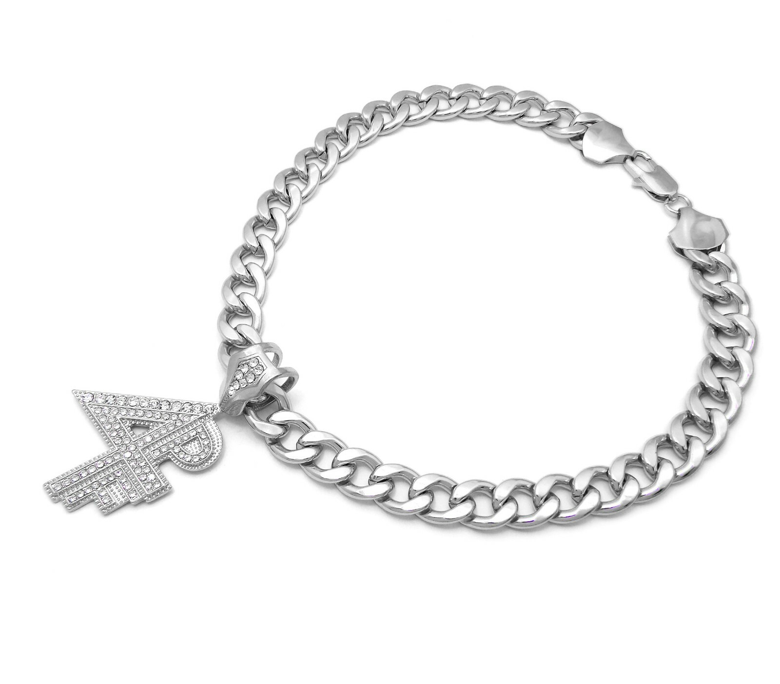 Mens Hip Hop Iced 4PF Pendant 11mm 20" Cuban Link Chain 14k Rhodium ...