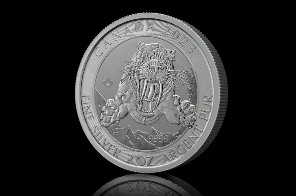 Smilodon SABRE TOOTH TIGER 2023 CANADA 2oz .9999 Pure Silver Bullion ...