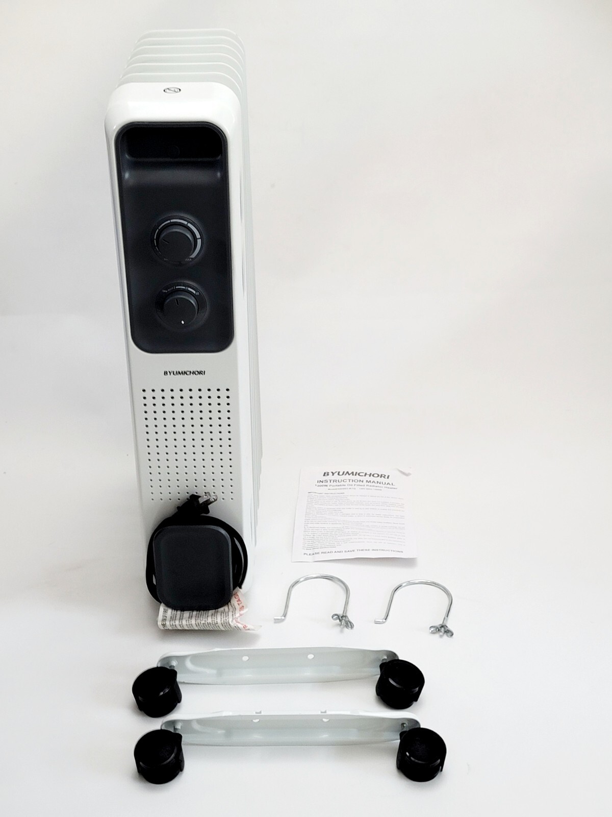 1200W Oil Filled Radiator Heater WHITE Electric Adjustable Thermostat ...