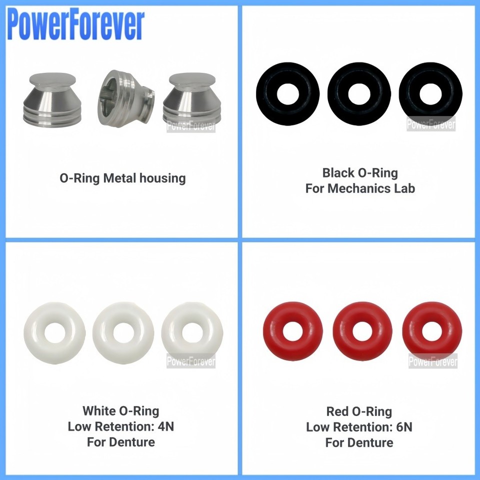 Dental O-Ring Retention Cap Set Overdenture Attachment Fits Osstem Ball ...