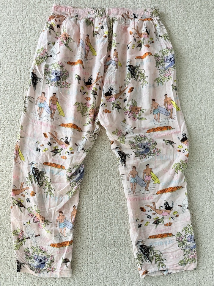 Peter Alexander Australia Print Pajama Pants Women’s S Pink Tassel ...