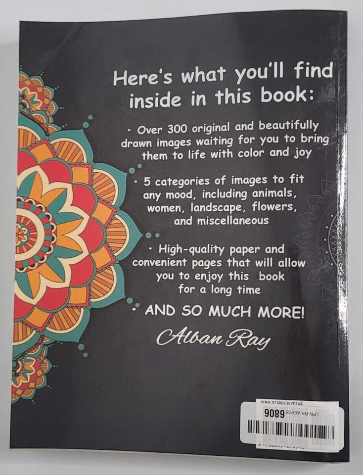 Alban Ray Adult 300 Images Coloring Book NEW Animals Women Landscapes ...