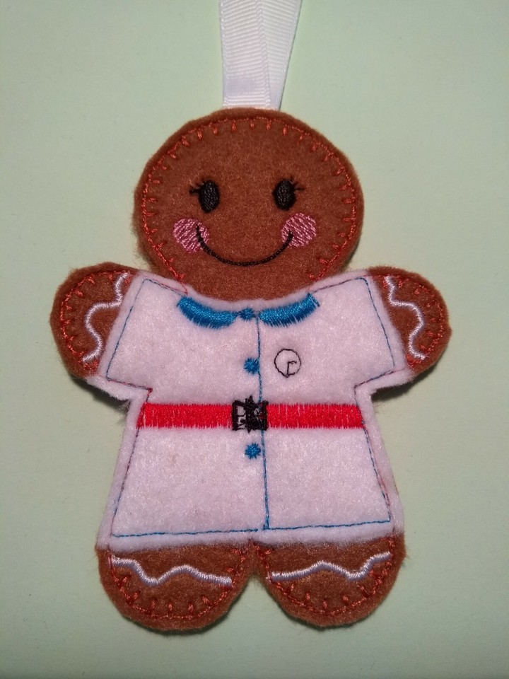 Embroidered Gingerbread Man Decoration ~ Medical Nurse Doctor Paramedic ...