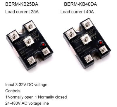 SSR BERM-KB25DA/KB40DA Single Phase Solid State Relay DC Control AC 1 ...