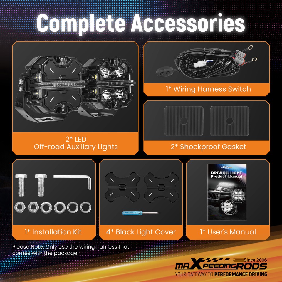 5"Inch Square LED Light Pods 212W Off Road Driving Lights RGB ...