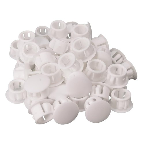 50 Pack 1/2" Plastic Flush Type Hole Plugs Snap In Locking Hole Tube ...