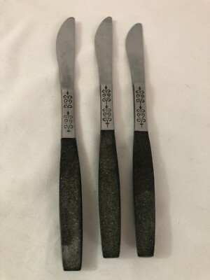INR2 by Interpur Japan Black & Silver Stainless Steel Dinner Knives - 3 ...