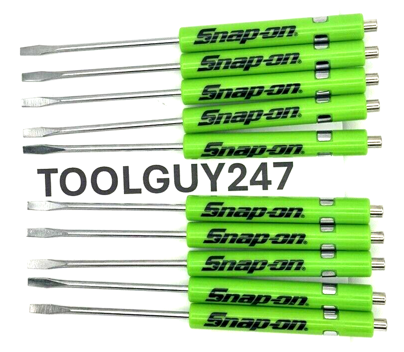 SNAP ON TOOLS 10 TEN Snap On Pocket Screwdrivers Flat Tip GREEN ...