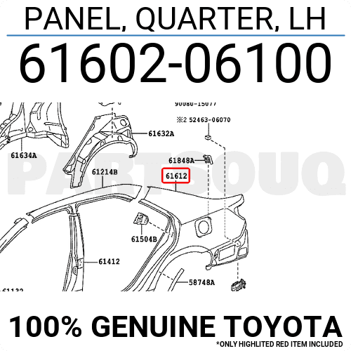 6160206100 Genuine Toyota PANEL SUB-ASSY 61602-06100 | eBay