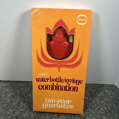 VINTAGE DAVOL COMFY WATER BOTTLE/SYRINGE COMBINATION #12-RED RUBBER ...