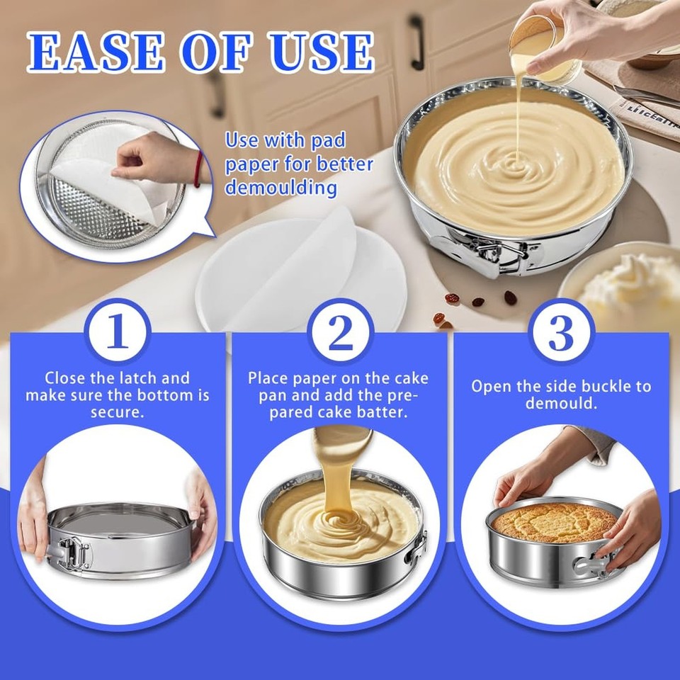 9" Stainless steel Springform Pan with 30 Pcs Parchment Paper Liners ...