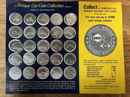 SUNOCO Set of 25 Antique Car COINS - Series 1, Complete 1960s set | eBay
