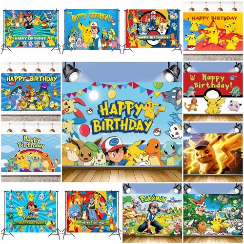 Kids Pokemon Pikachu Birthday Decors Photography Backdrop Party ...