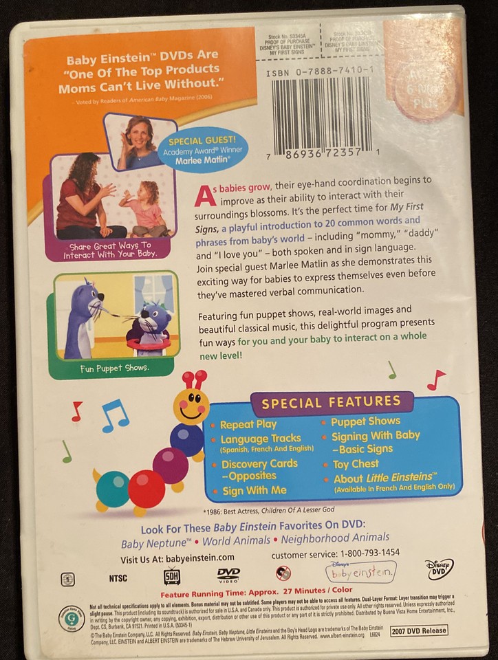 Baby Einstein: My First Signs (DVD, 2007) Very Good Condition. See Note ...