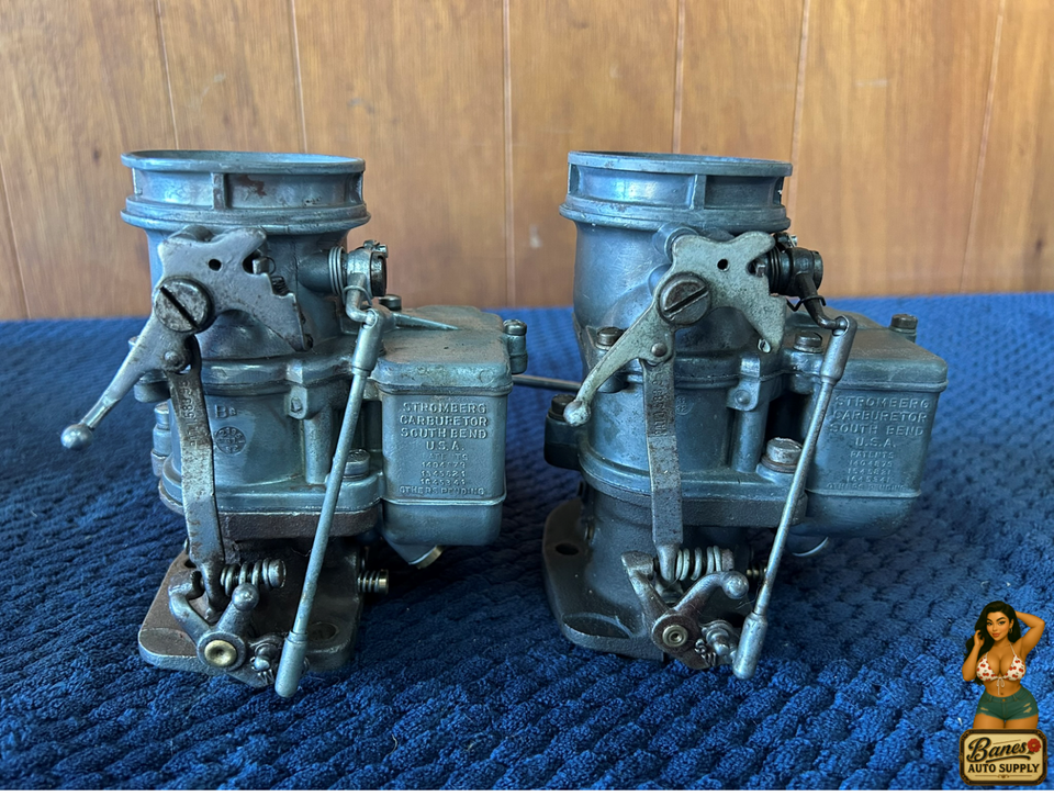 Ford Flathead V8 Offenhauser 2x2 Intake Manifold with Rebuilt Stromberg ...