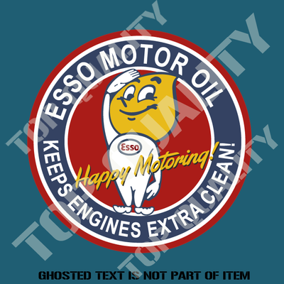 VINTAGE ESSO MOTOR OIL Decal Sticker Vintage Retro Man Cave Hot Rod ...
