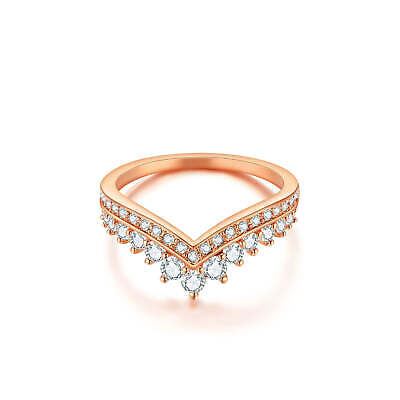 Princess Wishbone Ring with Swarovski Crystals Rose Gold Plated | eBay ...
