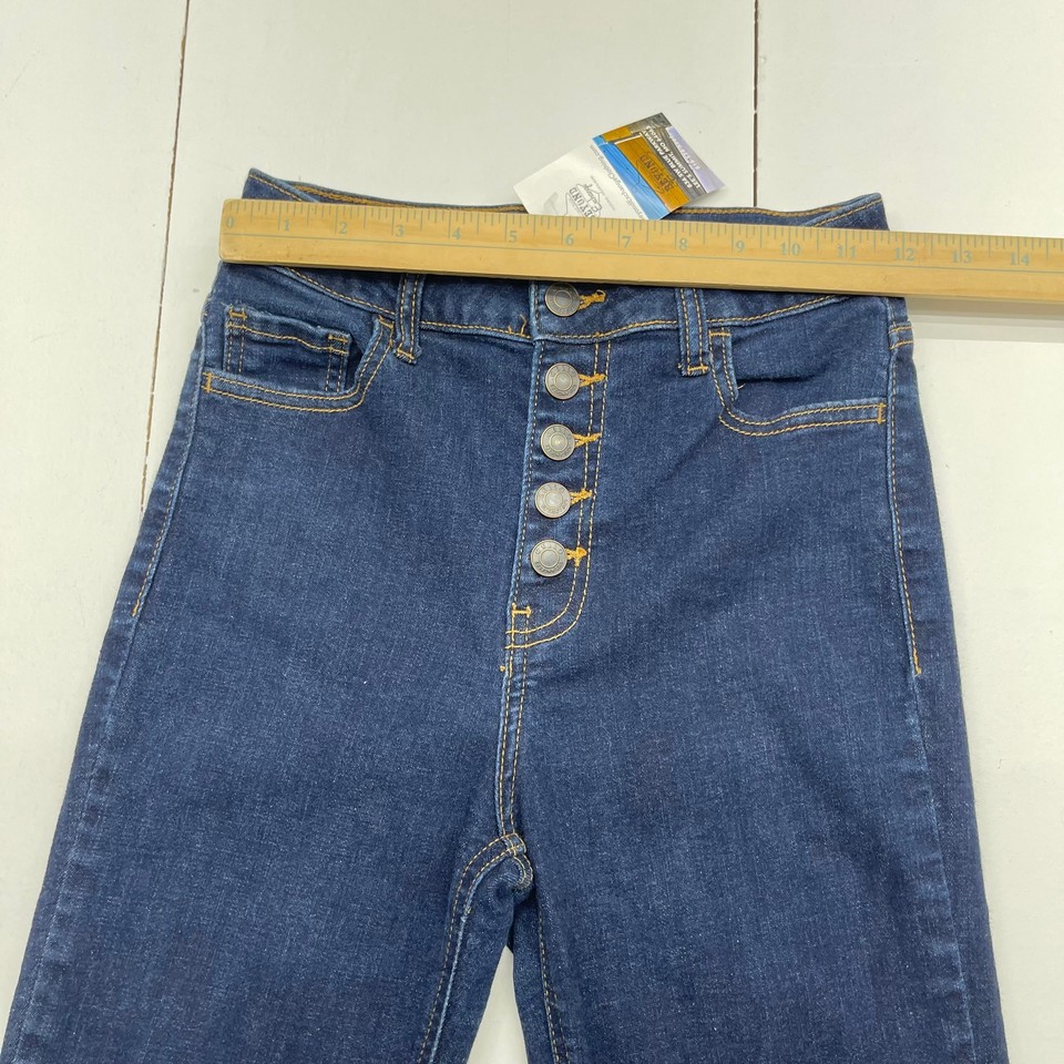 Cello Frayed Hem Dark Wash Button Fly Jeans Women’s Size 3 | eBay