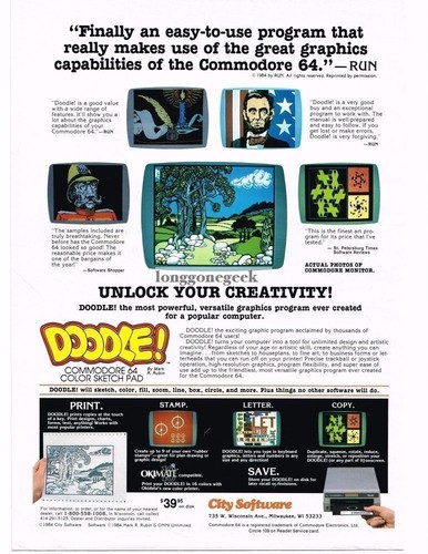 1984 City Software Doodle Commodore 64 Color Sketch Pad Vintage Ad | eBay