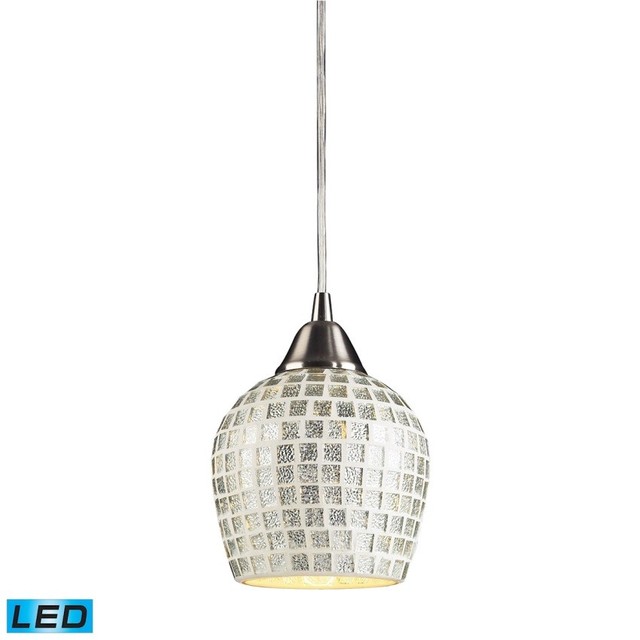 Elk Lighting 528-1slv-led Fusion 1 Light Pendant in Satin Nickel and ...