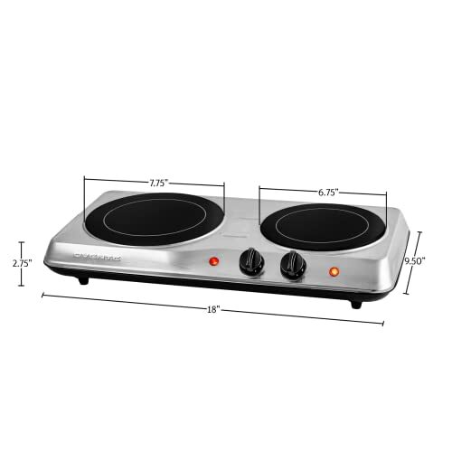Electric Cooktop Burner Infrared Ceramic Glass Hot Plate 2 Two Cooking ...