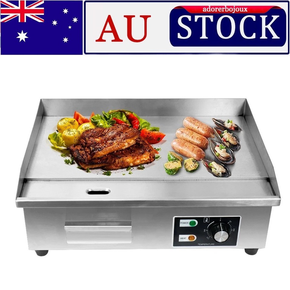 AU Commercial Electric Griddle BBQ Grill Hot Plate Stainless Steel ...