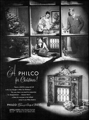 1947 Christmas family gifts Philco Radio Phonograph vintage photo print ...