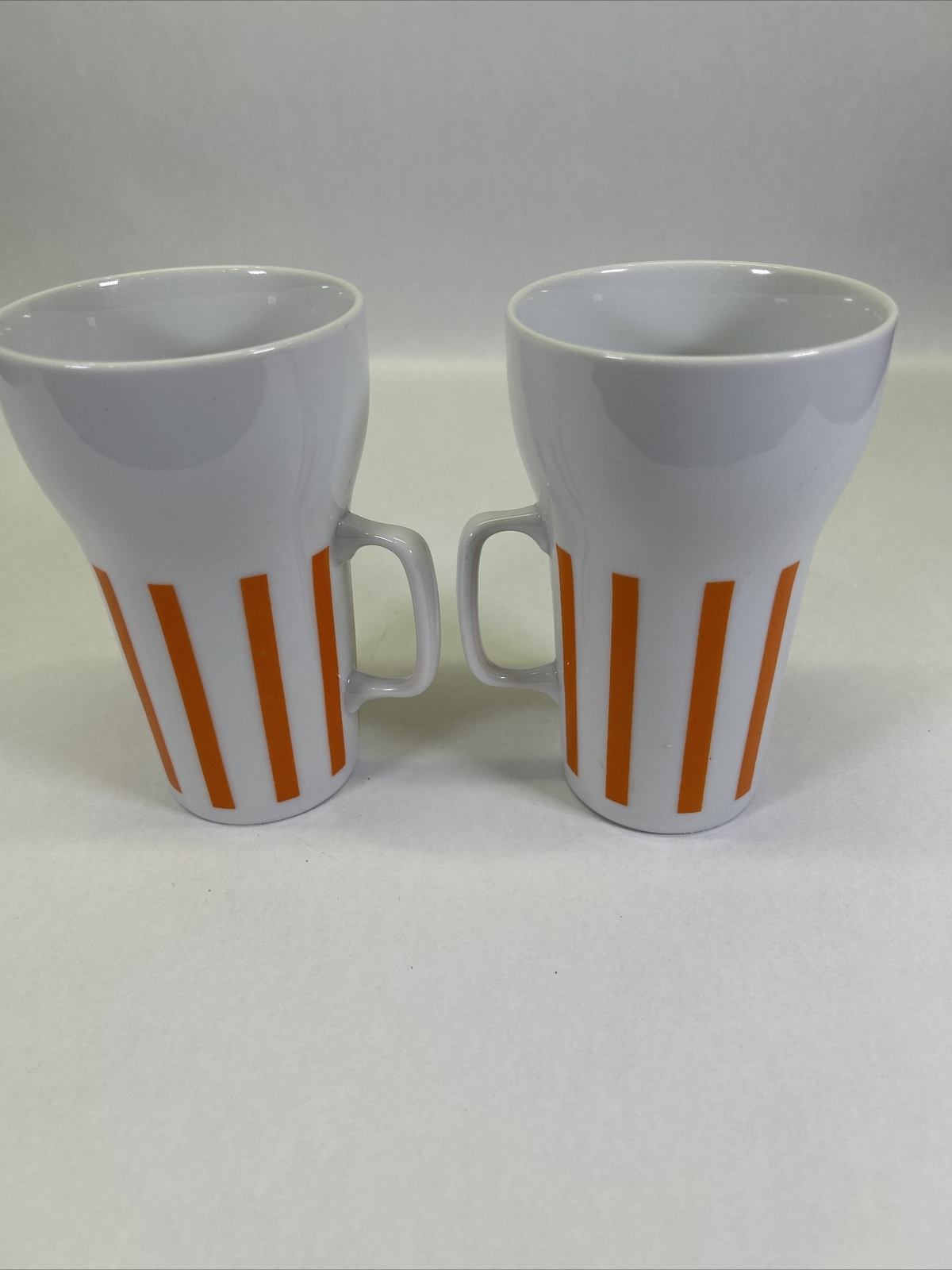 Mid Mod SCHMID PORCELAIN LAGARDO TACKETT 5.25" Orange Striped Mug - Set ...