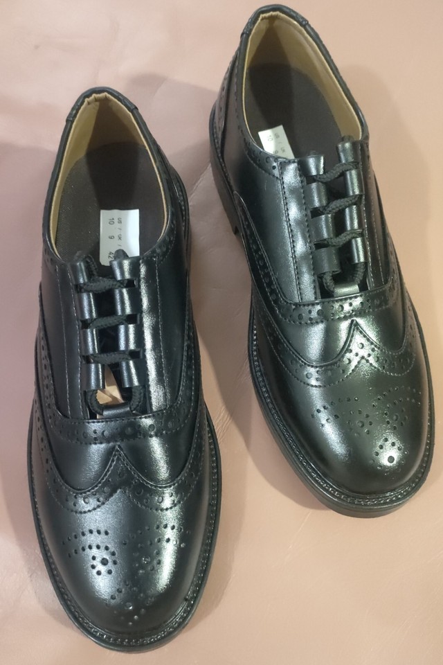 Scottish Kilt Shoes Ghillie Brogues Black Leather Shoes US/UK Sizes ...