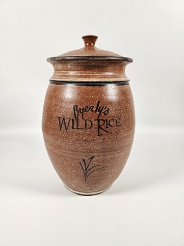 Byerly’s Wild Rice 9.5” Lidded Jar Crock Canister Signed Ceramic ...