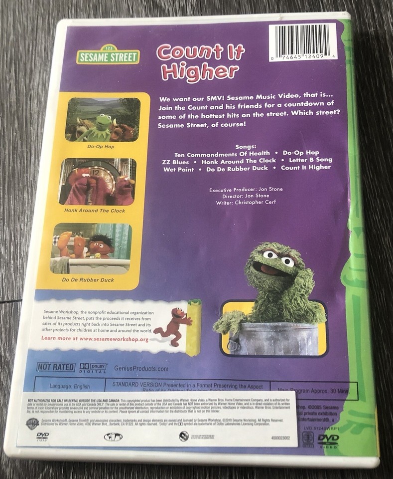 Sesame Street Count It Higher DVD Kids Show The Count, Big Bird, Ernie ...