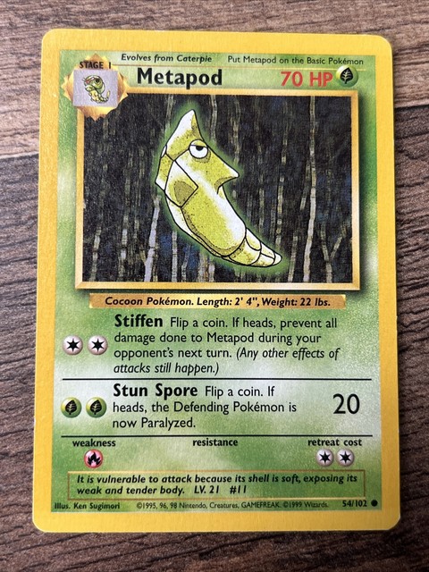 Pokémon TCG Metapod Base Set 54/102 Regular Unlimited Common for sale ...