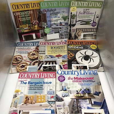 LOT OF 8 COUNTRY LIVING MAGAZINES 2009- Jan/Apr/June/July/Aug/Oct, 2010 ...