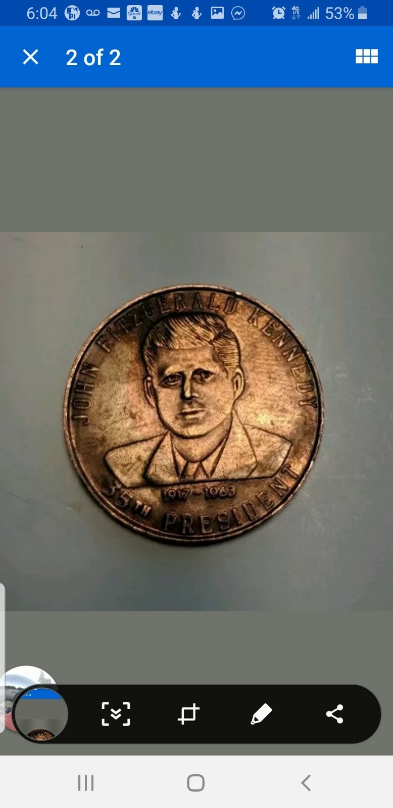 John Fitzgerald Kennedy JFK Brass Coin Token Unique OAK 1917-1963 35th ...