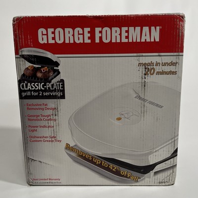 New Unused George Foreman GR10WSP1 White Indoor Electric Grill Cooker ...