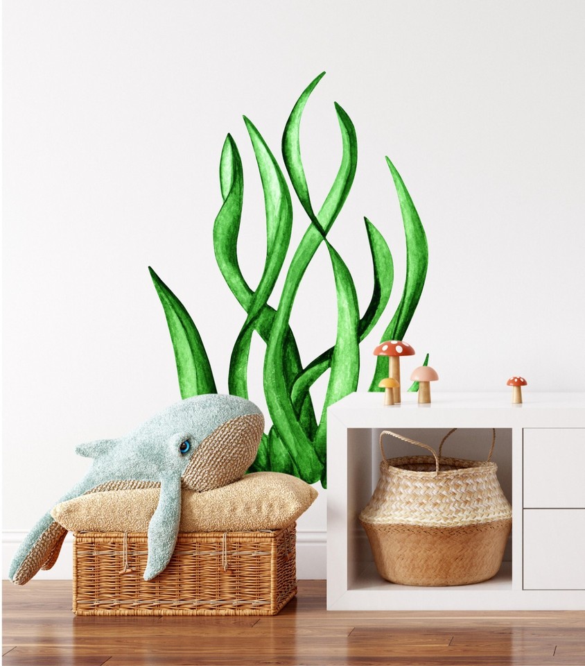 Green Seaweed Wall Decal Ocean Sea Life Removable Fabric Wall Sticker ...