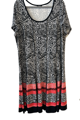 Sami & Jo Fit & Flare Dress Womens Plus Size 2X Black White Paisley ...