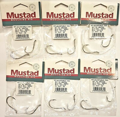 6x SIZE 3/0-4/0 MUSTAD MOOCHING RIGS + 5x LARGE EZY RIGS + 3x 120lb BB ...