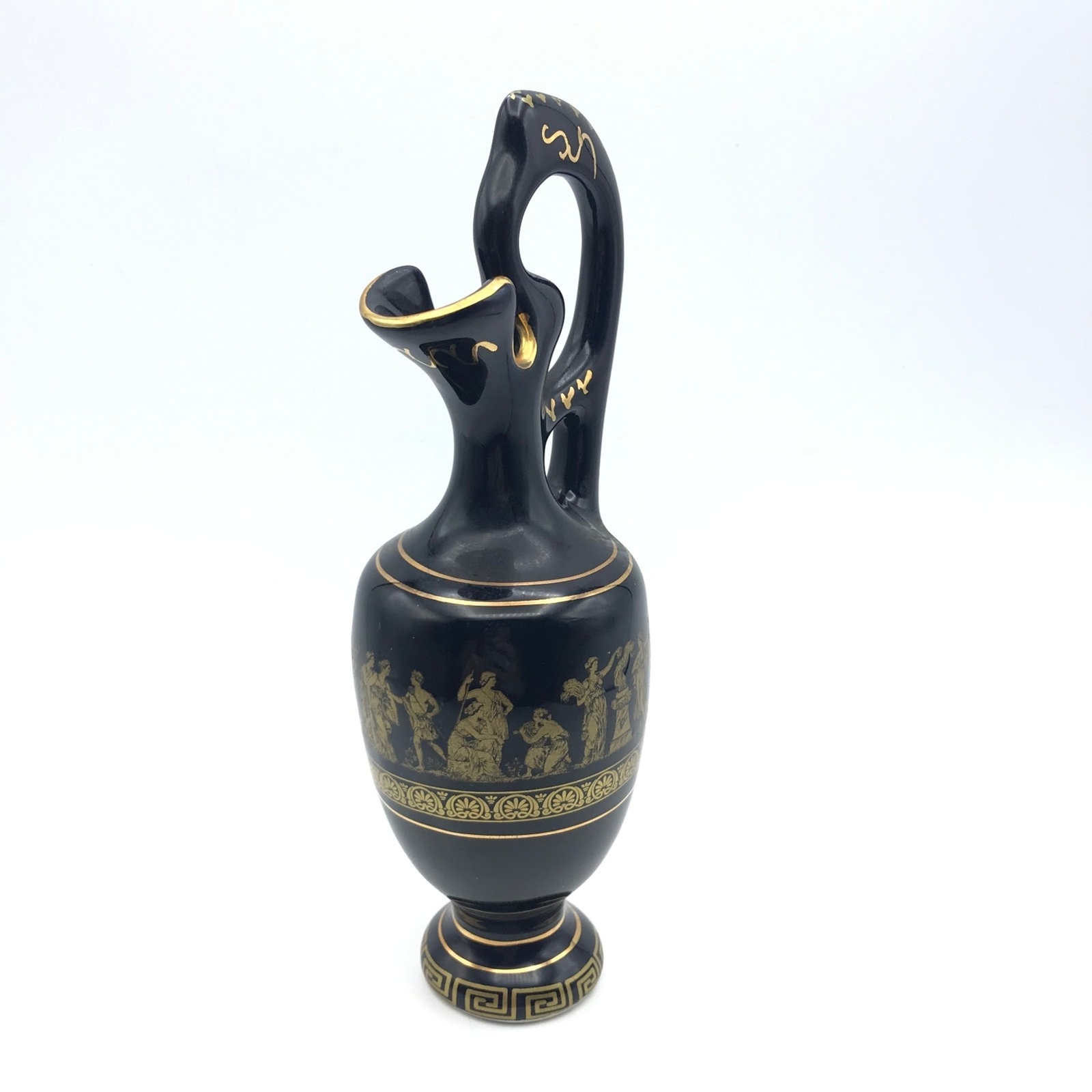 KE Greece Handmade Pottery Pitcher Vase Greek Gods Mythology 24k Gold ...