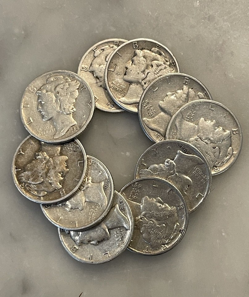 [Lot of 10] Mercury Dimes 1916-1945 90% Silver CHOOSE HOW MANY LOTS OF ...