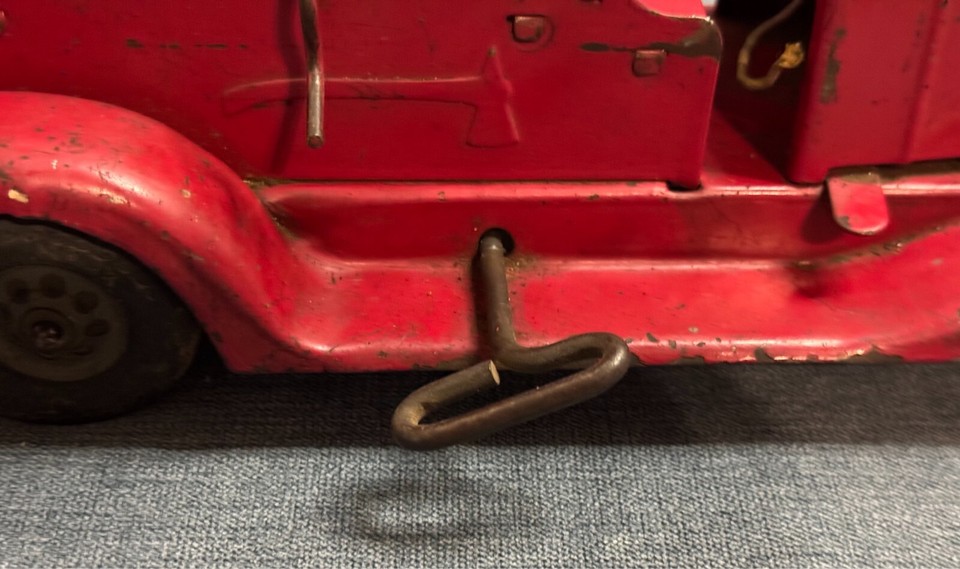 Vintage Pressed Steel Fire Dept. Toy Wind Up Firetruck 14" Long | eBay