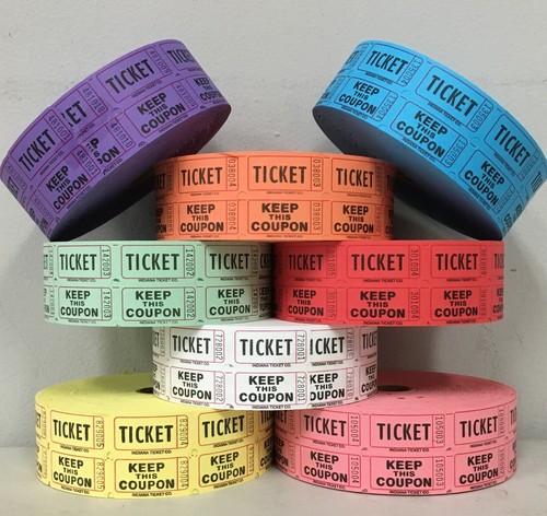 5 Rolls Raffle Tickets 2000 50/50 Double Stub Five Roll Deal 10,000 ...