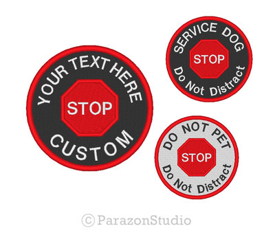 Custom Embroidered Service Therapy Dog Patch Do Not Distract Round ...