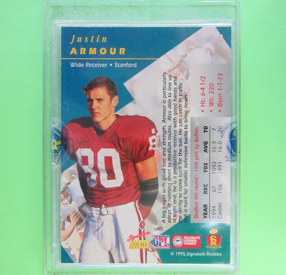 JUSTIN ARMOUR 1995 ROOKIE AUTO. 2535/3000 #1 Buffalo Bills | eBay