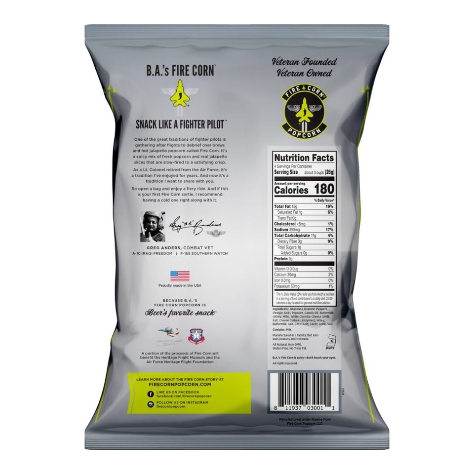 Popcorn Pack of 6 Real Jalapeno Popcorn with White Cheddar Flavor ...