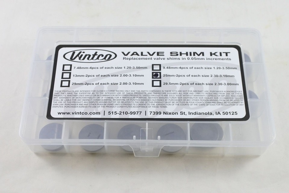 25mm Valve Shim Kit 2pcs of each size 2.30mm-3.10mm in 0.05mm ...