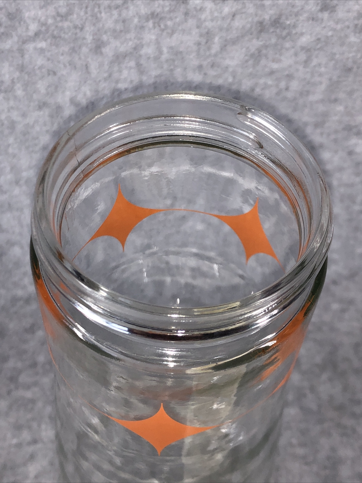 MCM Atomic Orange Starburst TANG Juice Pitcher Anchor Hocking White Lid ...