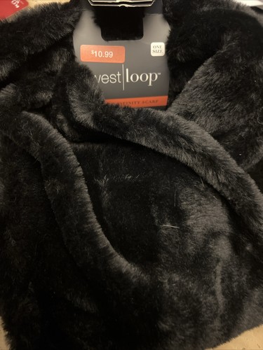 Faux Fur Infinity Scarf Black One Size Convertible Double Wrap West ...