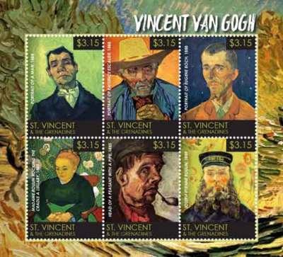 St. Vincent 2015 - Vincent Van Gogh, Art, Painter - Sheet of 6 Stamps ...